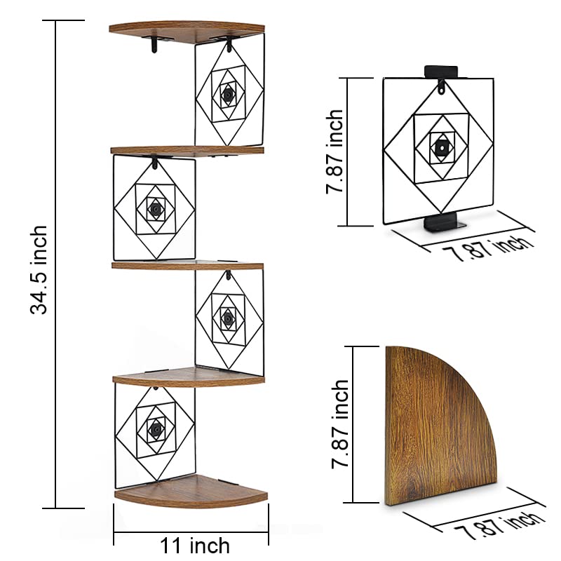 AOTSON Corner Shelf Wall Mount, Floating Shelves for Wall Storage and Display, Rustic Wall Shelves Wood Shelves for Bedroom, Kitchen, Bathroom, Living Room, Nursery and Office