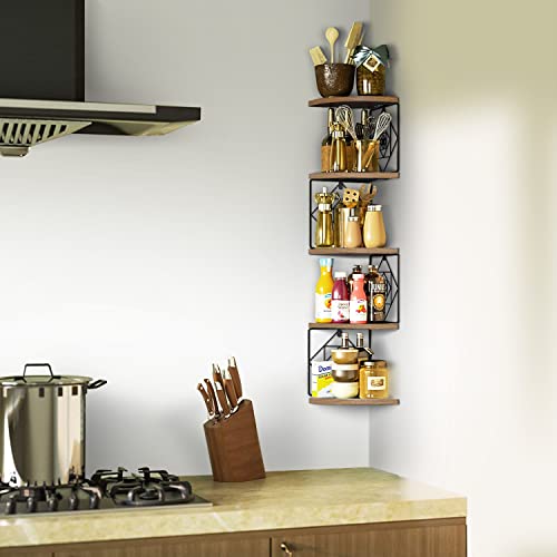 AOTSON Corner Shelf Wall Mount, Floating Shelves for Wall Storage and Display, Rustic Wall Shelves Wood Shelves for Bedroom, Kitchen, Bathroom, Living Room, Nursery and Office