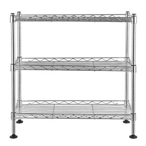 Doredo 3 Tier Wire Shelving Unit, Adjustable Wire Rack Shelving with Leveling Feet, Metal Storage Shelf Unit for Kitchen, Laundry, Pantry, Balcony (18" D x 8" W x 18" H, Chrome)