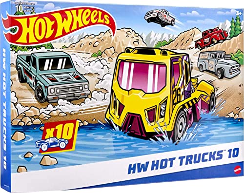 Hot Wheels 10-Pack, Set of 10 Toy Trucks in 1:64 Scale, Mix of Officially Licensed & Unlicensed (Styles May Vary) [Amazon Exclusive]