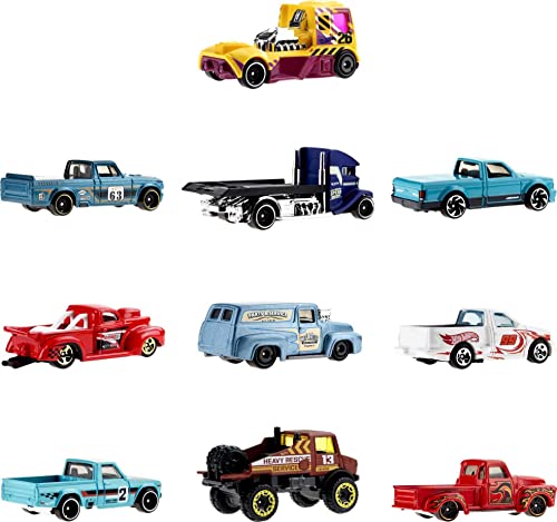 Hot Wheels 10-Pack, Set of 10 Toy Trucks in 1:64 Scale, Mix of Officially Licensed & Unlicensed (Styles May Vary) [Amazon Exclusive]