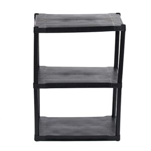 Home Basics Tiered Plastic Shelf, Black | Organize a Garage, Basement or Laundry Room | Easy to Clean | Sturdy Storage Solution (37" 3 Tier Plastic Shelf)