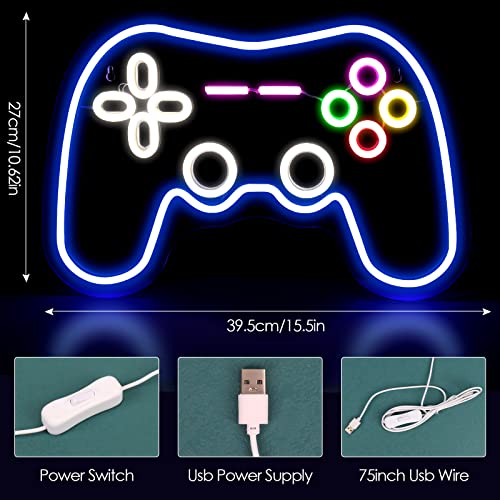 ZWOOS Neon Sign for Wall Decor, Gamepad Neon Light for Gamer Room Decor, LED Gaming Neon Light, USB Powered (A)