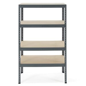 trestles 36 x 60 4 tier adjustable storage metal frame shelves boltless multipurpose utility rack unit for warehouses and garages, 800 lb capacity