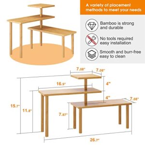 GHWIE Kitchen Countertop Organizer Corner Shelf - Bamboo 3 Tier Space Saving Rack for Kitchen,Living Room, Office,Bookshelf Display Shelves Space