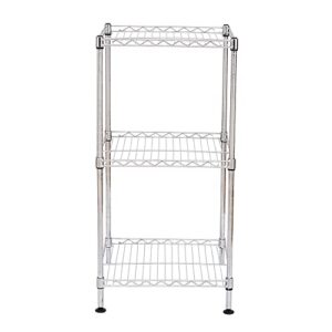 keseno chrome 3-tier black wire shelving tower， adjustable, heavy duty storage shelving unit