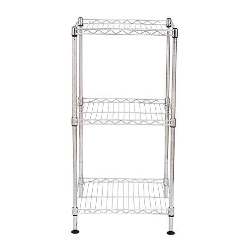 Keseno Chrome 3-Tier Black Wire Shelving Tower， Adjustable, Heavy Duty Storage Shelving Unit