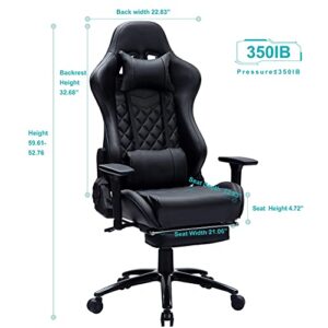 Blue Whale Massage Gaming Chair Office Chair for Adults, 350LB Weight Capacity Metal Base, Ergonomic Office Chair with 3D Adjustable Armrest, PU Leather