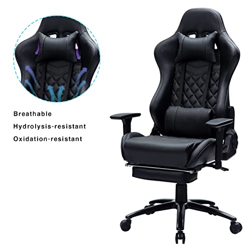 Blue Whale Massage Gaming Chair Office Chair for Adults, 350LB Weight Capacity Metal Base, Ergonomic Office Chair with 3D Adjustable Armrest, PU Leather