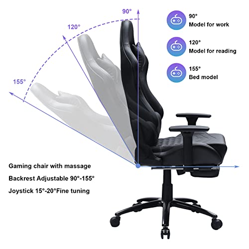 Blue Whale Massage Gaming Chair Office Chair for Adults, 350LB Weight Capacity Metal Base, Ergonomic Office Chair with 3D Adjustable Armrest, PU Leather