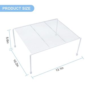 Set of 2 Mesh Kitchen Shelves Cabinet Storage Shelf Rack (13.1 x 10.2 Inch) ,Kitchen Bathroom Pantry Cupboard Desk Home Office, Fridge, Cabinet, Bathroom Cupboard, Non-slip Plastic Feet ( White)