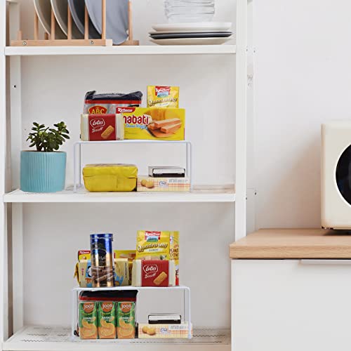 Set of 2 Mesh Kitchen Shelves Cabinet Storage Shelf Rack (13.1 x 10.2 Inch) ,Kitchen Bathroom Pantry Cupboard Desk Home Office, Fridge, Cabinet, Bathroom Cupboard, Non-slip Plastic Feet ( White)