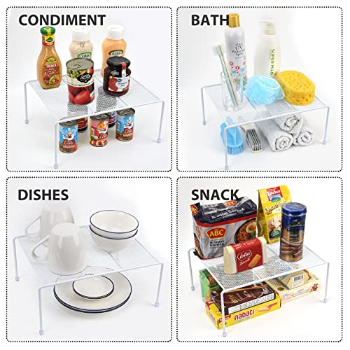 Set of 2 Mesh Kitchen Shelves Cabinet Storage Shelf Rack (13.1 x 10.2 Inch) ,Kitchen Bathroom Pantry Cupboard Desk Home Office, Fridge, Cabinet, Bathroom Cupboard, Non-slip Plastic Feet ( White)