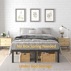 FUIOBYVV King Bed Frame, 14 Inch Heavy Duty Metal Platform Bed Frame King Size Support Up to 3500 lbs, No Box Spring Needed/No Shaking/Steel Slat Support/Noise Free/Easy Assembly