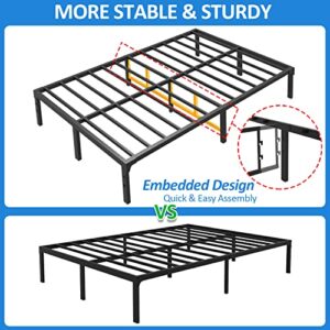 FUIOBYVV King Bed Frame, 14 Inch Heavy Duty Metal Platform Bed Frame King Size Support Up to 3500 lbs, No Box Spring Needed/No Shaking/Steel Slat Support/Noise Free/Easy Assembly