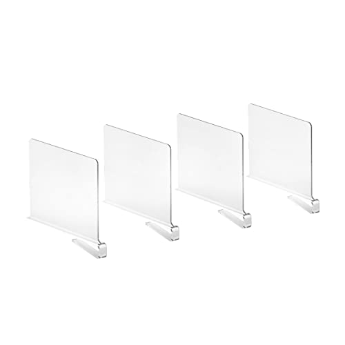 4PC Shelf Dividers – Transform Cluttered Closet to Neatly Organized, Easy to Install Acrylic Shelf Dividers for Closet Organization, Durable & Sturdy Clear Shelf Divider for Home & Office Organization