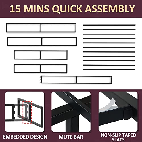 Bilily 10 Inch King Bed Frame with Steel Slat Support, Low Profile King Metal Platform Bed Frame Support Mattress Foundation, No Box Spring Needed/Easy Assembly/Noise Free