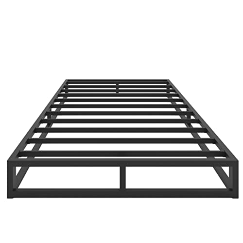 Bilily 6 Inch Twin Bed Frame with Steel Slat Support, Low Profile Twin Metal Platform Bed Frame Support Mattress Foundation, No Box Spring Needed/Easy Assembly/Noise Free