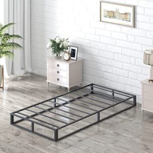 Bilily 6 Inch Twin Bed Frame with Steel Slat Support, Low Profile Twin Metal Platform Bed Frame Support Mattress Foundation, No Box Spring Needed/Easy Assembly/Noise Free