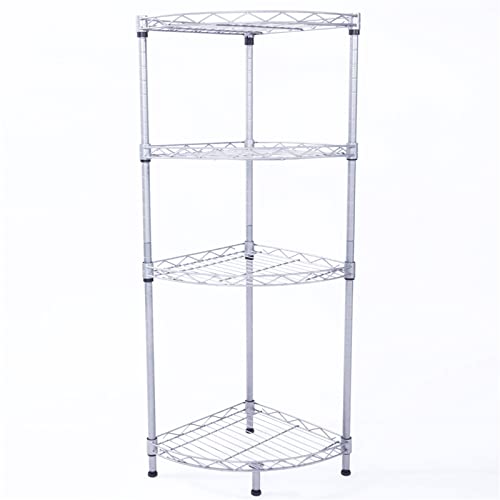 Tuklye 4 Tier Corner Storage Shelves Wire Shelving Unit Metal Shelf Steel Storage Rack for Laundry Bathroom Kitchen Pantry Closet 11.81" L x 11.81" W x 35.43" H