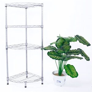 Tuklye 4 Tier Corner Storage Shelves Wire Shelving Unit Metal Shelf Steel Storage Rack for Laundry Bathroom Kitchen Pantry Closet 11.81" L x 11.81" W x 35.43" H