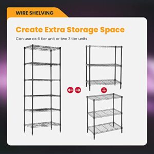 BestOffice Adjustable Wire Shelving Storage Shelves Heavy Duty Shelving Unit for Small Places Kitchen Garage (Black, 13" D x 23" W x 59" H)