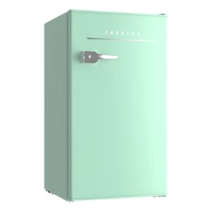 frestec mini fridge with freezer,small refrigerator,mini fridge for bedroom,3.1 cu ft single door compact,energy saving,low noise,mini fridge for office (retro green with handle）