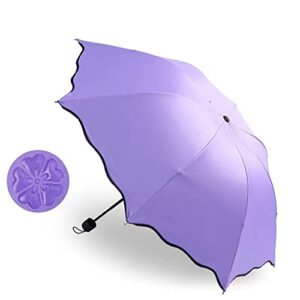 water blooming umbrella windproof travel umbrella light and strong steel shaft men's and women's umbrellas mini folding and portable umbrellas thickened black glue sunshade sunscreen, sunny and rainy three-fold sun umbrella (purple)