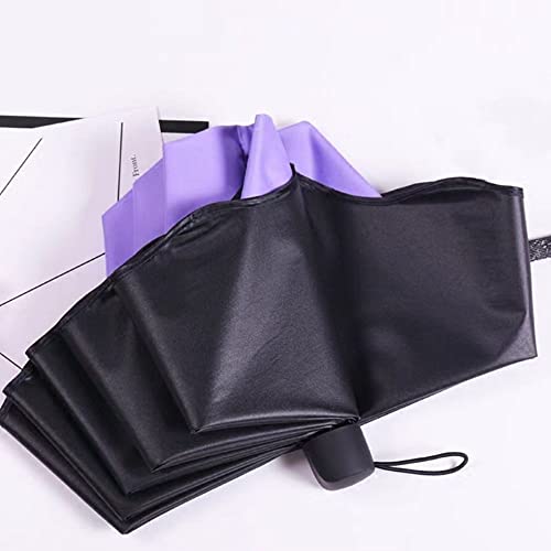 Water blooming umbrella windproof travel umbrella light and strong steel shaft men's and women's umbrellas mini folding and portable umbrellas thickened black glue sunshade sunscreen, sunny and rainy three-fold sun umbrella (Purple)