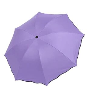 Water blooming umbrella windproof travel umbrella light and strong steel shaft men's and women's umbrellas mini folding and portable umbrellas thickened black glue sunshade sunscreen, sunny and rainy three-fold sun umbrella (Purple)