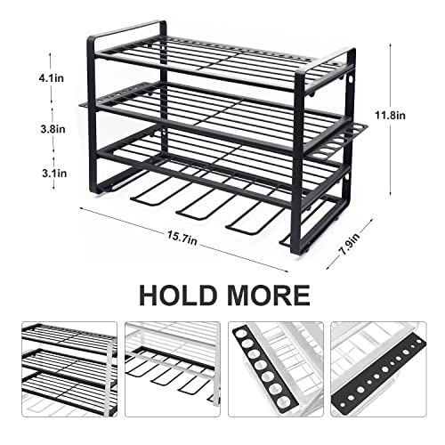 Lindafo Power Tool Organizer,Garage Tool Organizer Wall Mount,Power Tool Storage Rack 4 Layers,Heavy Duty Metal Cordless Drill Storage,Drill Charging Station,Utility Rack for Screwdriver and Pliers