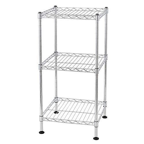 Kcelarec 3 Tier Adjustable Storage Shelf Metal Storage Rack Wire Shelving Unit Storage Shelves Metal 198Lbs Capacity for Pantry Closet Kitchen Laundry Silver