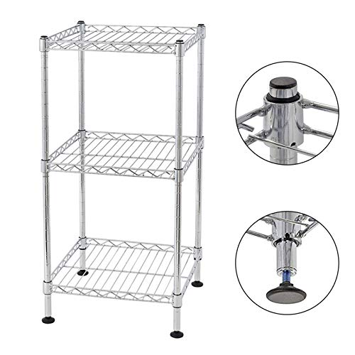 Kcelarec 3 Tier Adjustable Storage Shelf Metal Storage Rack Wire Shelving Unit Storage Shelves Metal 198Lbs Capacity for Pantry Closet Kitchen Laundry Silver