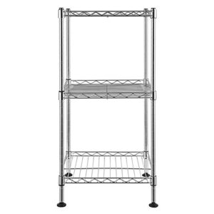 Kcelarec 3 Tier Adjustable Storage Shelf Metal Storage Rack Wire Shelving Unit Storage Shelves Metal 198Lbs Capacity for Pantry Closet Kitchen Laundry Silver