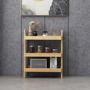 pelyn 3-tier storage shelves, bamboo shelving unit storage racks for livingroom bathroom kitchen office garage