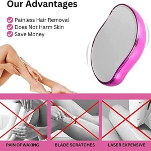 Crystal Hair Eraser | Reusable Exfoliation Flawless Magic Removal Stone for Men and Women Painless Remover Tool for Back, Arms, and Legs Washable and Portable Shaving Epilator for Smooth Skin Pink