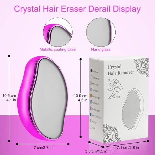 Crystal Hair Eraser | Reusable Exfoliation Flawless Magic Removal Stone for Men and Women Painless Remover Tool for Back, Arms, and Legs Washable and Portable Shaving Epilator for Smooth Skin Pink