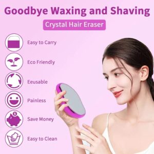 Crystal Hair Eraser | Reusable Exfoliation Flawless Magic Removal Stone for Men and Women Painless Remover Tool for Back, Arms, and Legs Washable and Portable Shaving Epilator for Smooth Skin Pink