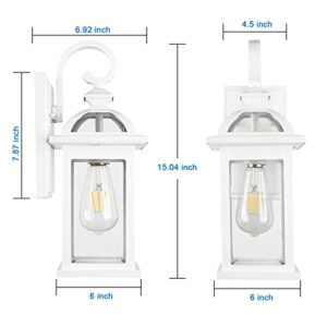 Darkaway Outdoor Lights Fixtures Wall Mount, Outdoor Wall Sconce Lights with Seeded Glass Waterproof Outside Exterior Lights Fixture for House, Front Porch, Patio (2 Pack, White)