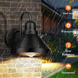 Brightever Gooseneck Outdoor Light Fixtures, 2-Pack Farmhouse Barn Lights for Porch, Industrial Black Exterior Wall Sconce for Garage, Patio, E26 Base Anti-Rust, Bulb not Included