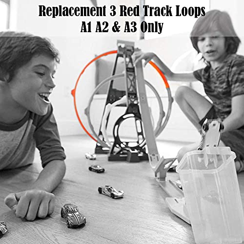 Replacement Parts for Hot Wheels Playset GLC96 - Track Builder Unlimited Triple Loop Kit ~ Replacement 3 Red Track Loops ~ A1 A2 & A3