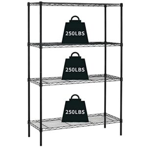 nchanmar 4 tier wire shelving unit storage shelves shelf organizer 54"x36"x14" heavy duty metal storage rack wire rack nsf height adjustable for laundry bathroom kitchen garage shelving (black)