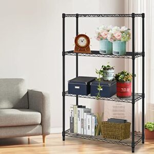 NChanmar 4 Tier Wire Shelving Unit Storage Shelves Shelf Organizer 54"x36"x14" Heavy Duty Metal Storage Rack Wire Rack NSF Height Adjustable for Laundry Bathroom Kitchen Garage Shelving (Black)