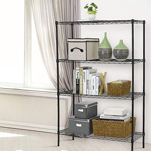 NChanmar 4 Tier Wire Shelving Unit Storage Shelves Shelf Organizer 54"x36"x14" Heavy Duty Metal Storage Rack Wire Rack NSF Height Adjustable for Laundry Bathroom Kitchen Garage Shelving (Black)