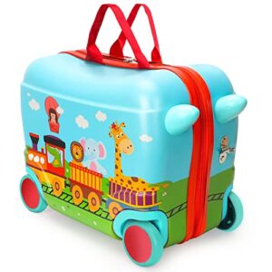 emissary ride on suitcase for kids, 17” kids ride on luggage for kids, kids luggage with wheels for girls boys, kids suitcases for girls boys,kids ride on suitcase with wheels