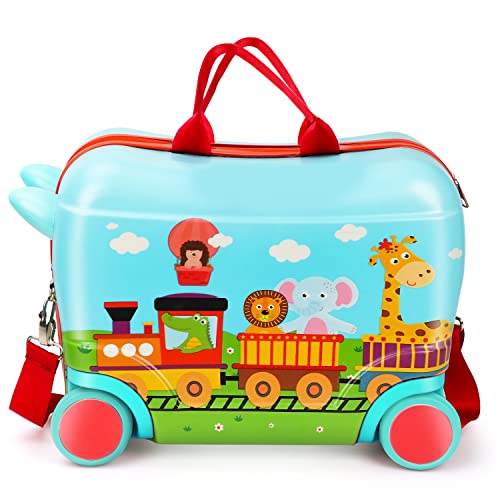 emissary Ride on Suitcase for Kids, 17” Kids Ride On Luggage for Kids, Kids Luggage With Wheels For Girls Boys, Kids Suitcases For Girls Boys,Kids Ride On Suitcase with Wheels