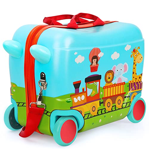 emissary Ride on Suitcase for Kids, 17” Kids Ride On Luggage for Kids, Kids Luggage With Wheels For Girls Boys, Kids Suitcases For Girls Boys,Kids Ride On Suitcase with Wheels