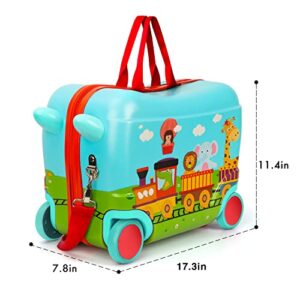 emissary Ride on Suitcase for Kids, 17” Kids Ride On Luggage for Kids, Kids Luggage With Wheels For Girls Boys, Kids Suitcases For Girls Boys,Kids Ride On Suitcase with Wheels