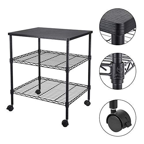 NALLBEIRRAA 3 Tier Adjustable Storage Shelf Metal Storage Rack Wire Shelving Unit Storage Shelves for Pantry Closet Kitchen Laundry Bathroom (Black4-3-Tier)