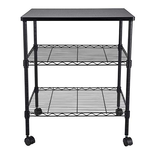 NALLBEIRRAA 3 Tier Adjustable Storage Shelf Metal Storage Rack Wire Shelving Unit Storage Shelves for Pantry Closet Kitchen Laundry Bathroom (Black4-3-Tier)